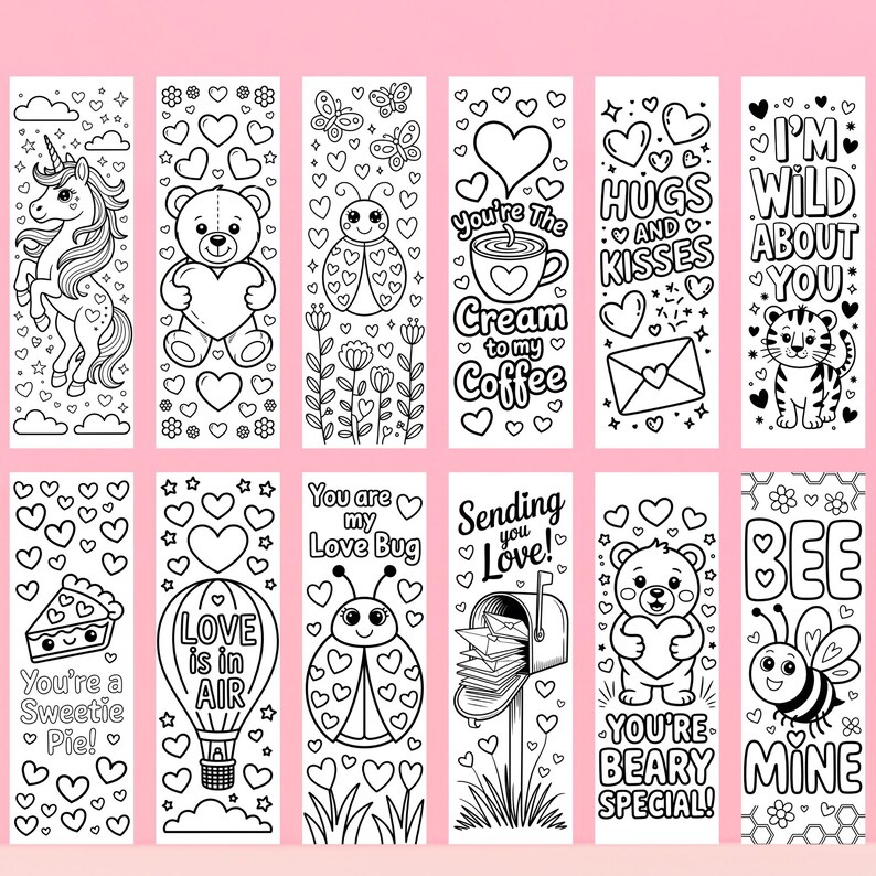 25 Valentine Bookmark Coloring Pages, Valentine Bookmark Coloring Craft ...