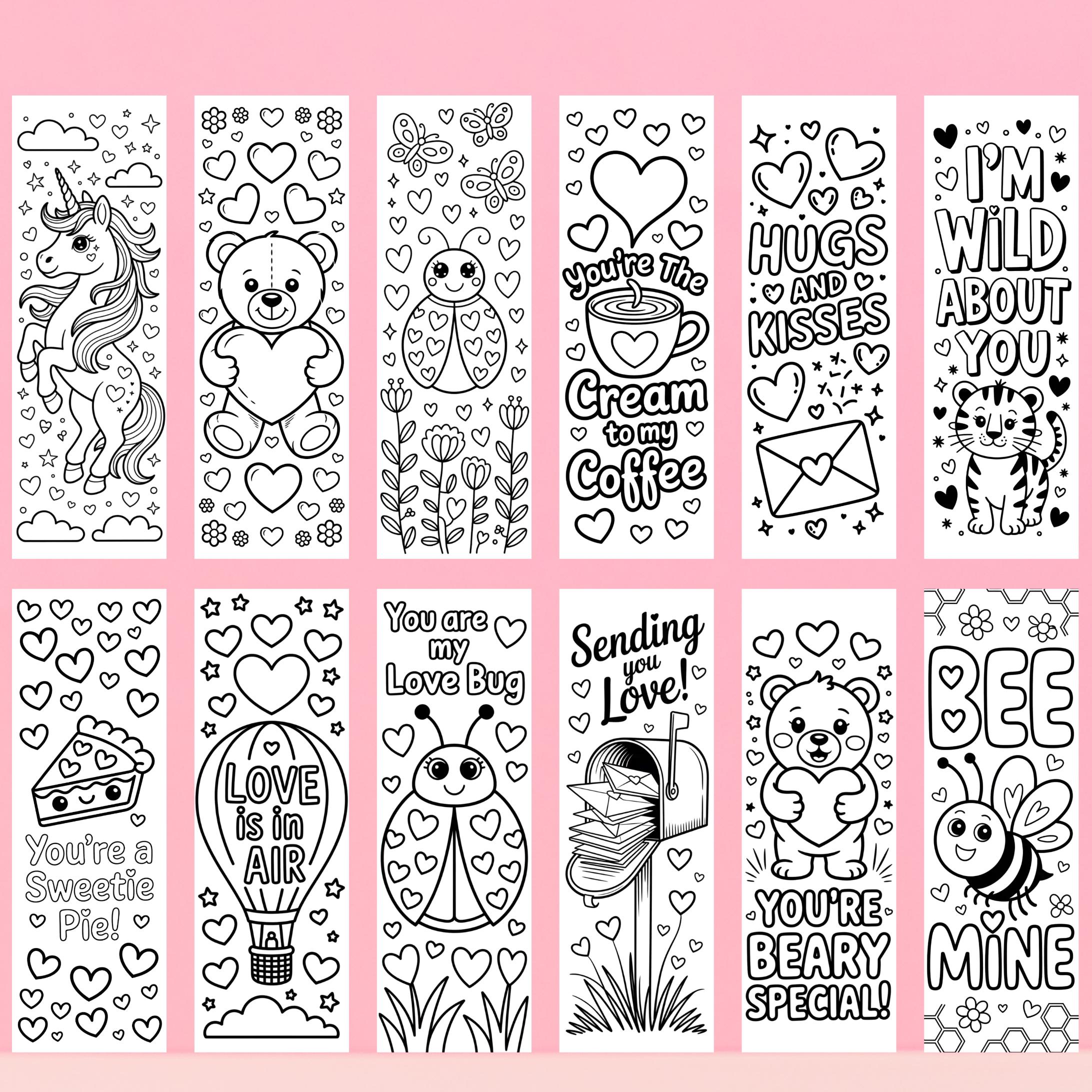 25 Valentine Bookmark Coloring Pages, Valentine Bookmark Coloring Craft ...
