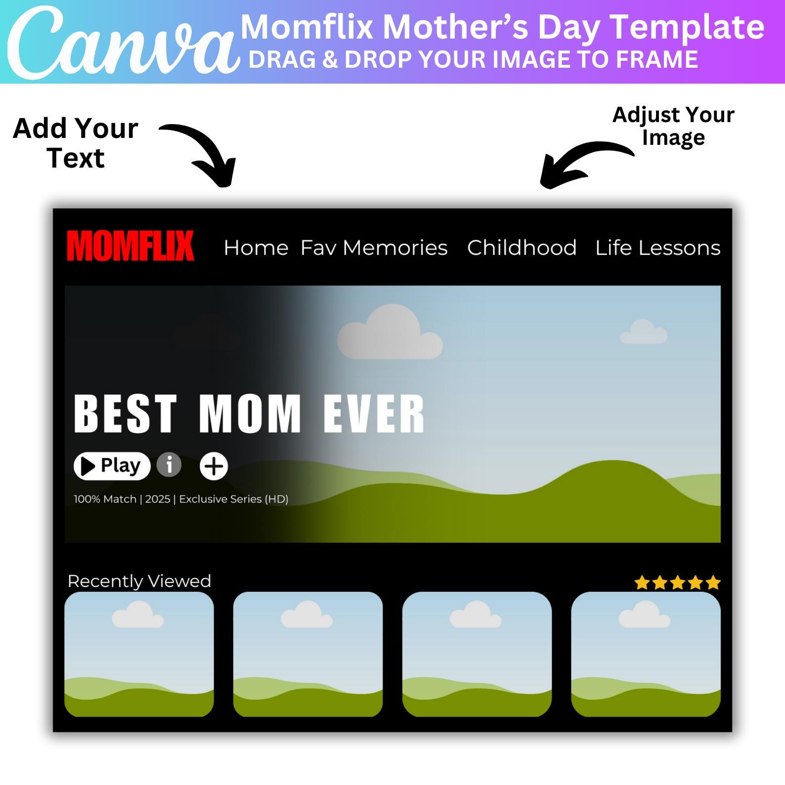03 MOM FLIX Canva Editable Template, Mother's Day Collage Designs ...