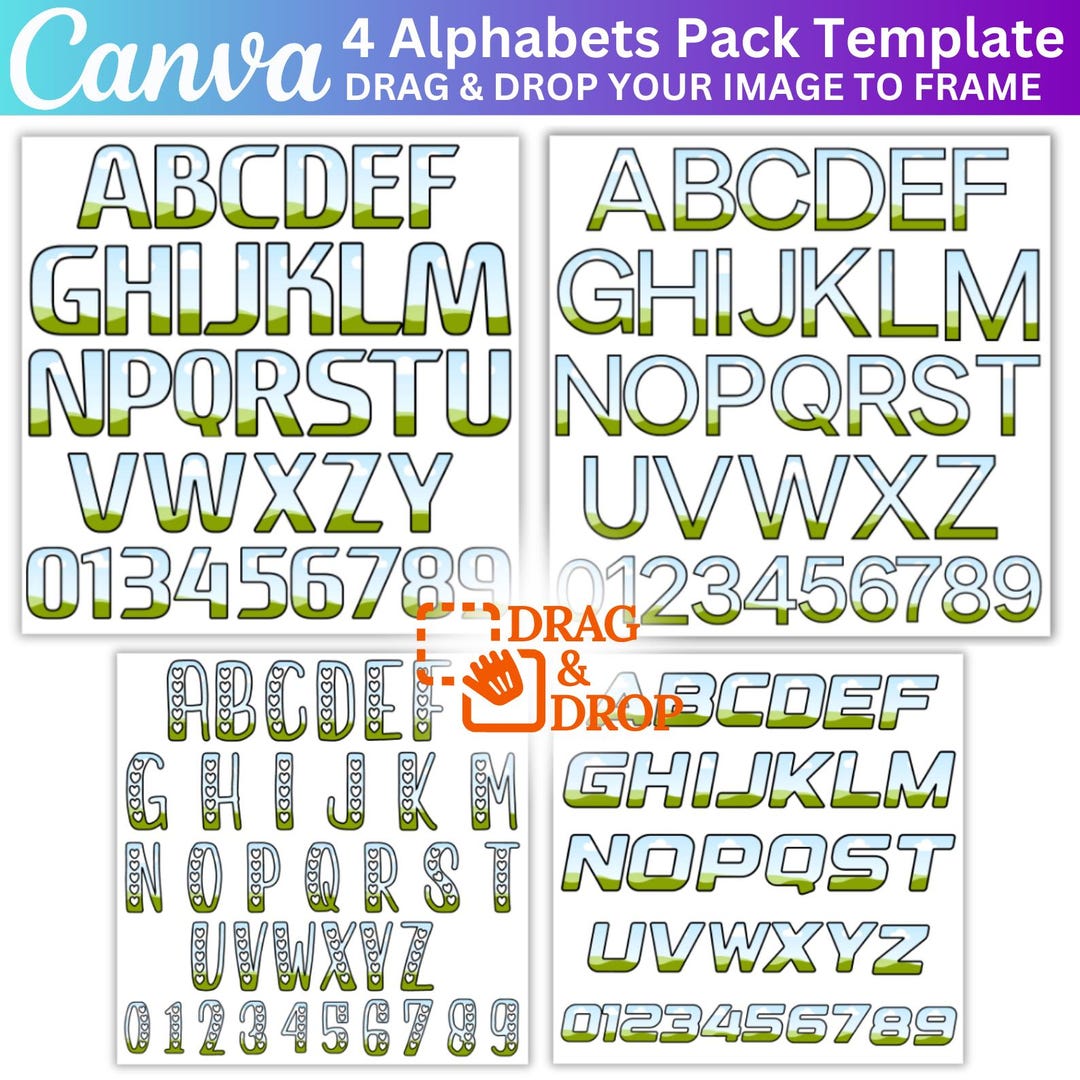 Editable Canva Uppercase Letters & Number Bundle, Canva Drag and Drop ...