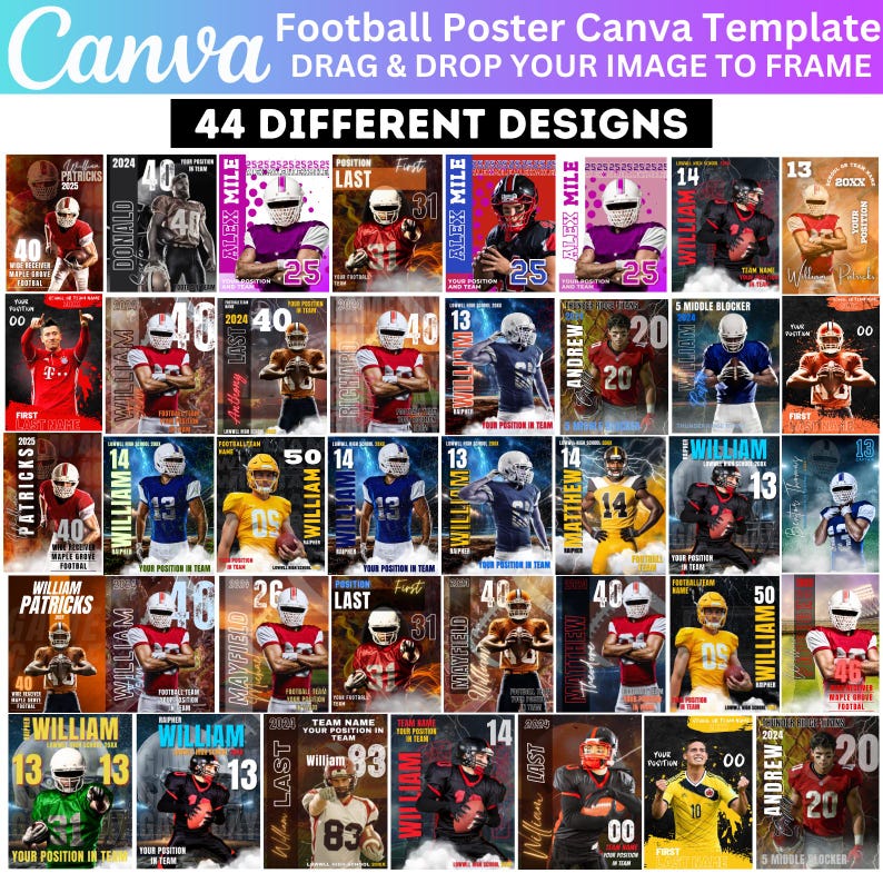 Football Poster Canva Editable Template Mega Bundle, Sport Background ...