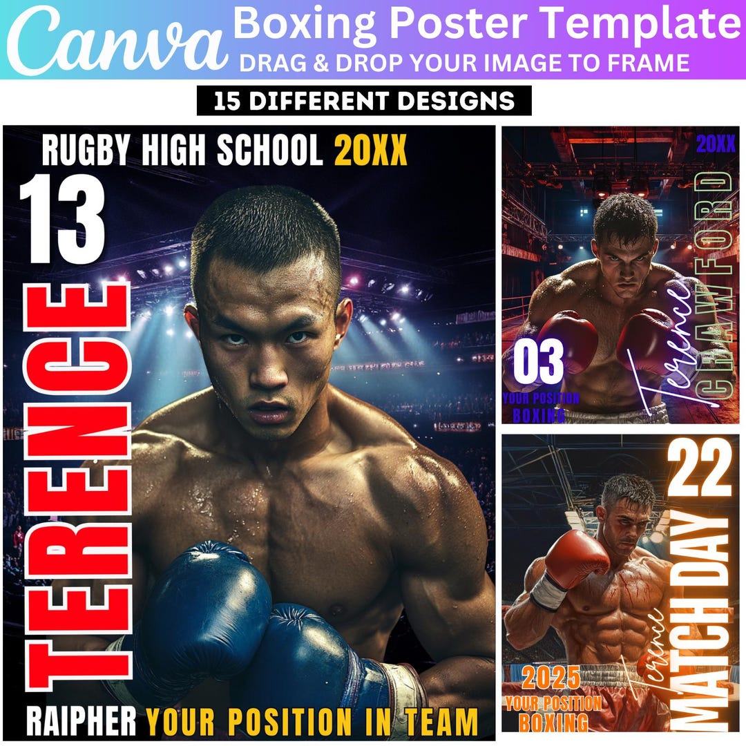Boxing Poster Canva Editable Template, Boxing Poster Design ...