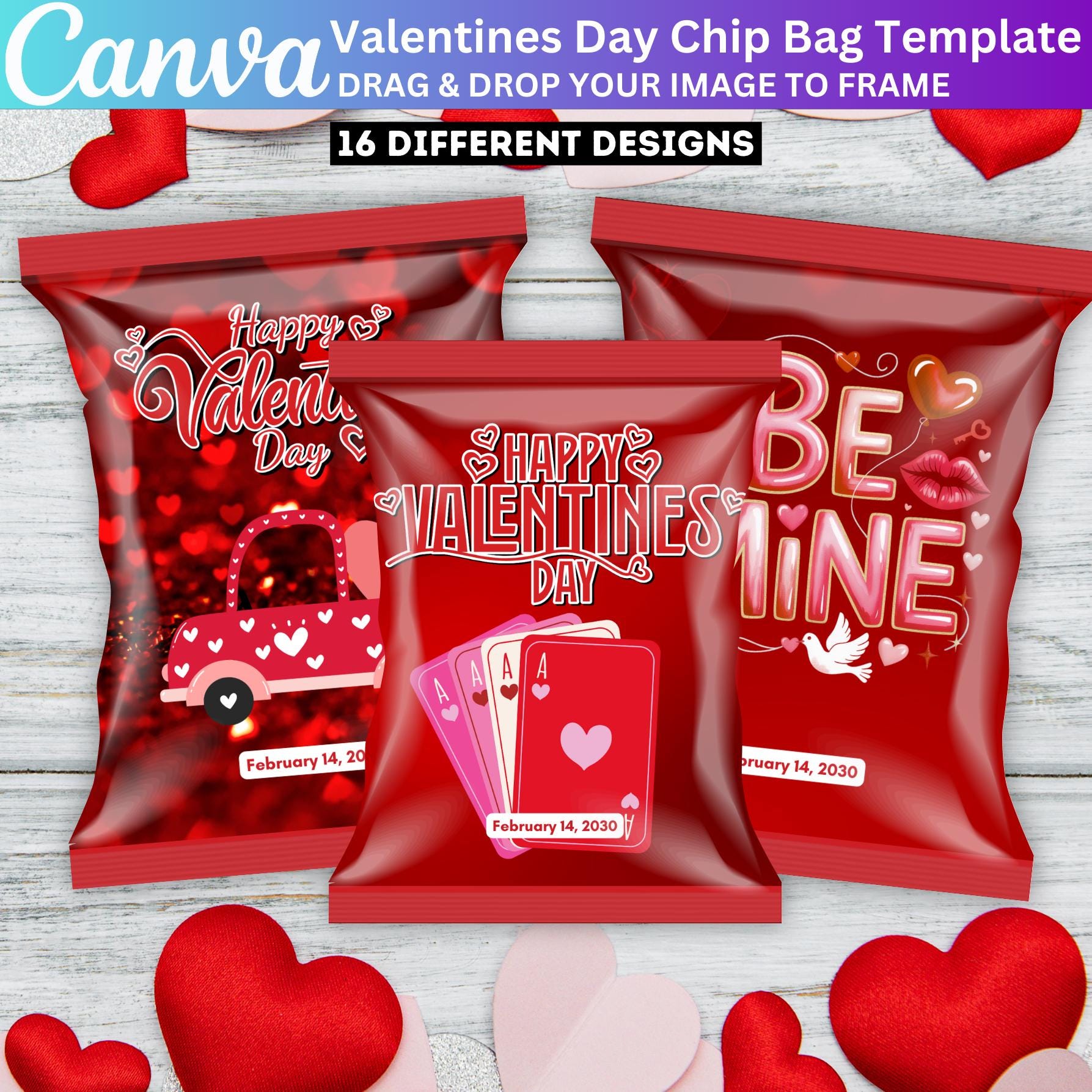 16 Valentine's Day Chip Bag Template, Chip Bag Label Template, Romantic ...