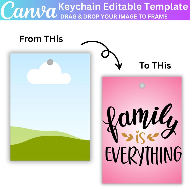 06 Keychain Canva Editable Template, Rectangle Keychain Sublimation ...