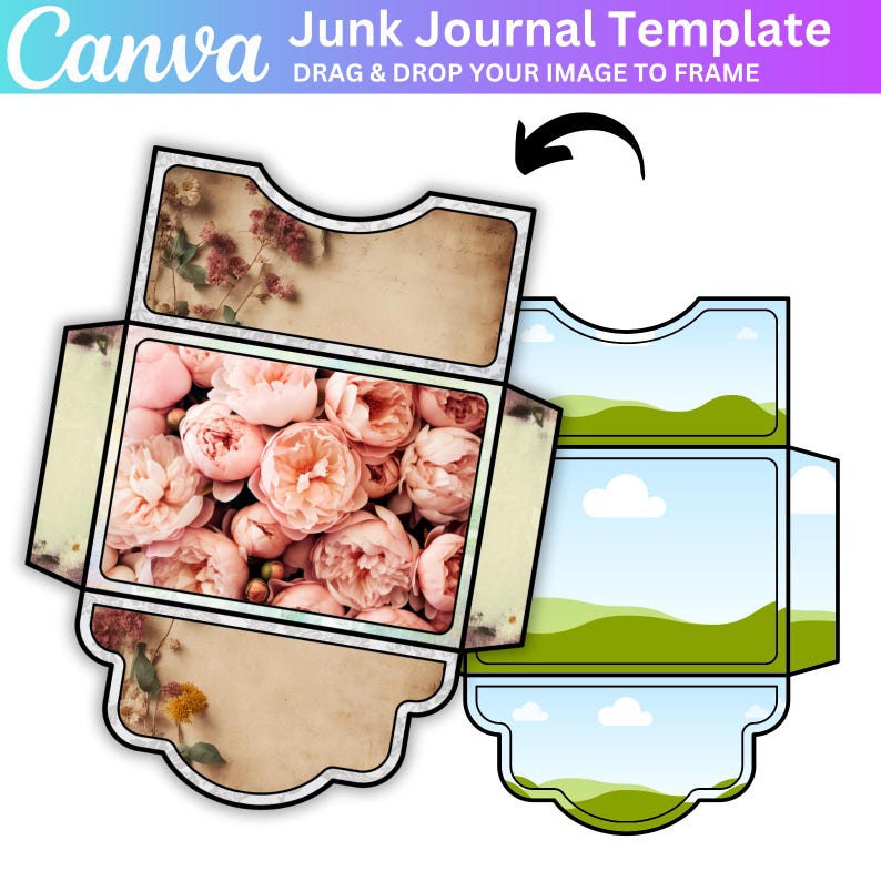 Junk Journal Canva Editable Template, Junk Journal Frames, Custom Junk ...