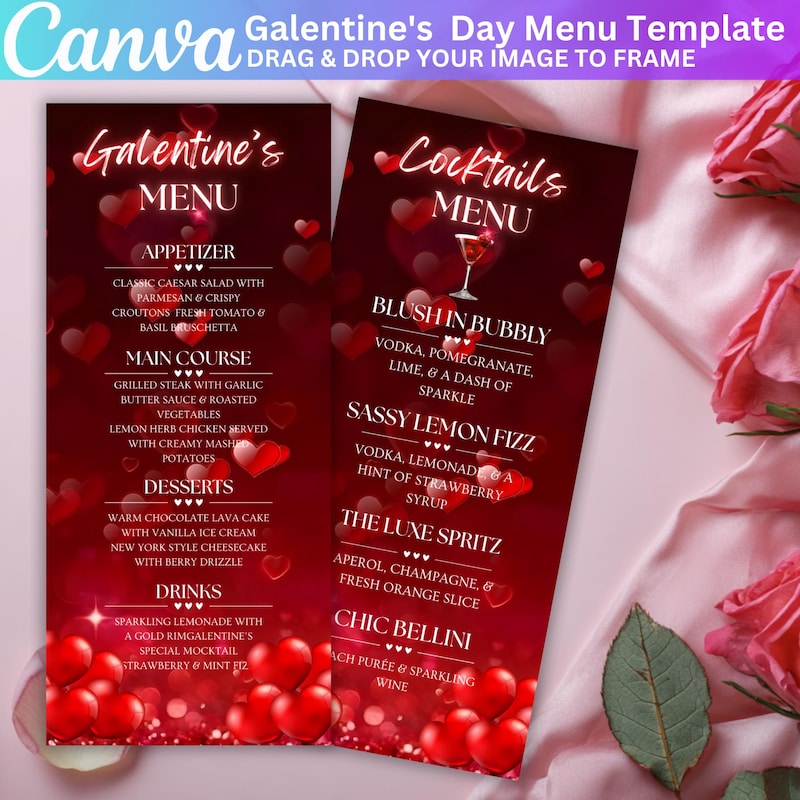Galentines Menu Design - Etsy