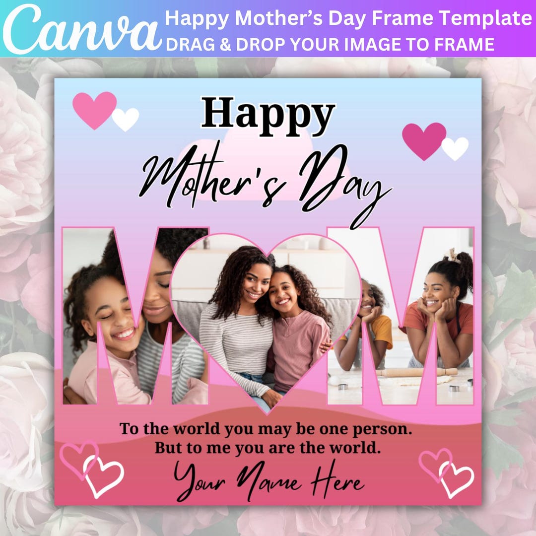 Mother's Day Canva Template, Mom Canva Editable Frame Template, Wear ...
