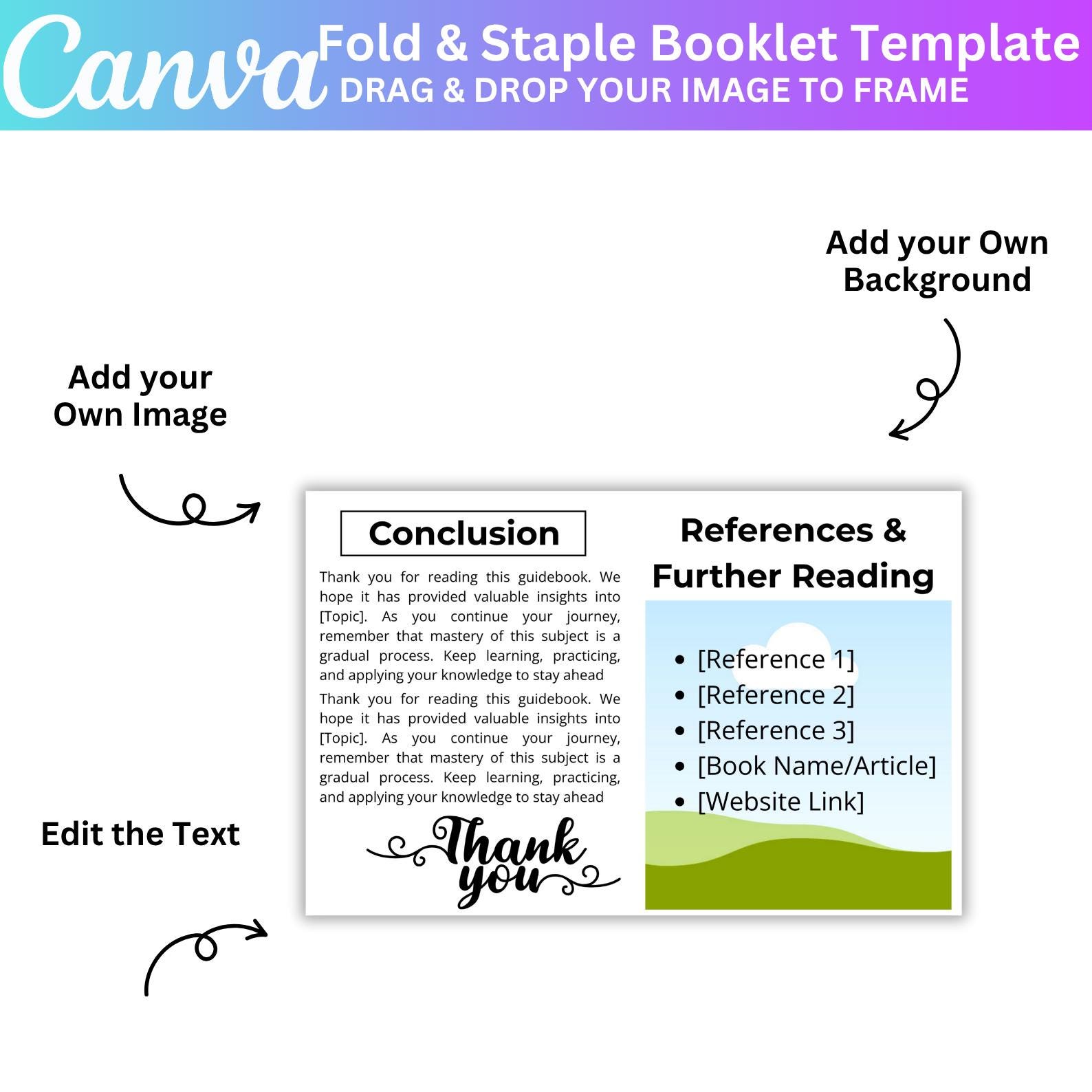 Fold & Staple Booklet Canva Editable Template, 8.5X11 Fold Book ...