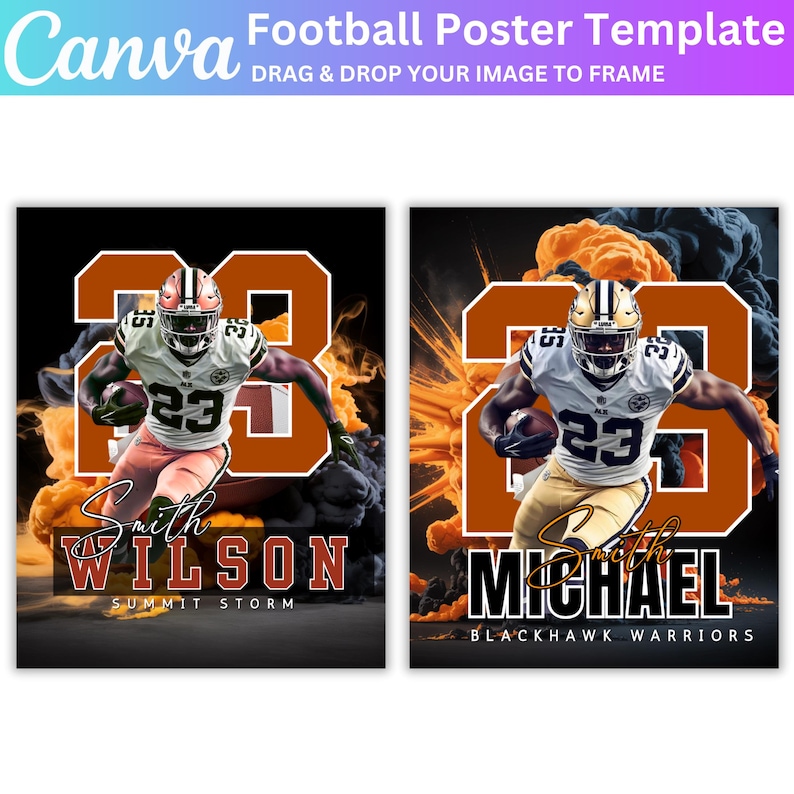 11 Football Posters Bundle, Canva Editable Football Poster Senior Night ...