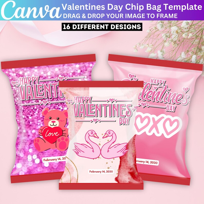 16 Valentine's Day Chip Bag Template, Chip Bag Label Template, Romantic ...