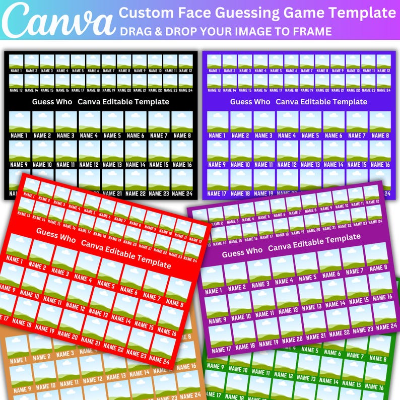 Custom Face Guessing Game Canva Editable Template, Guess Who 2.0 Game ...