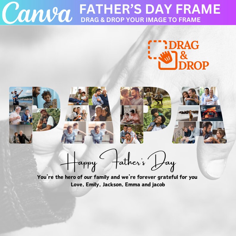 Daddy Canva Editable Frame Template, Papa Photo Frame, Daddy Photo ...