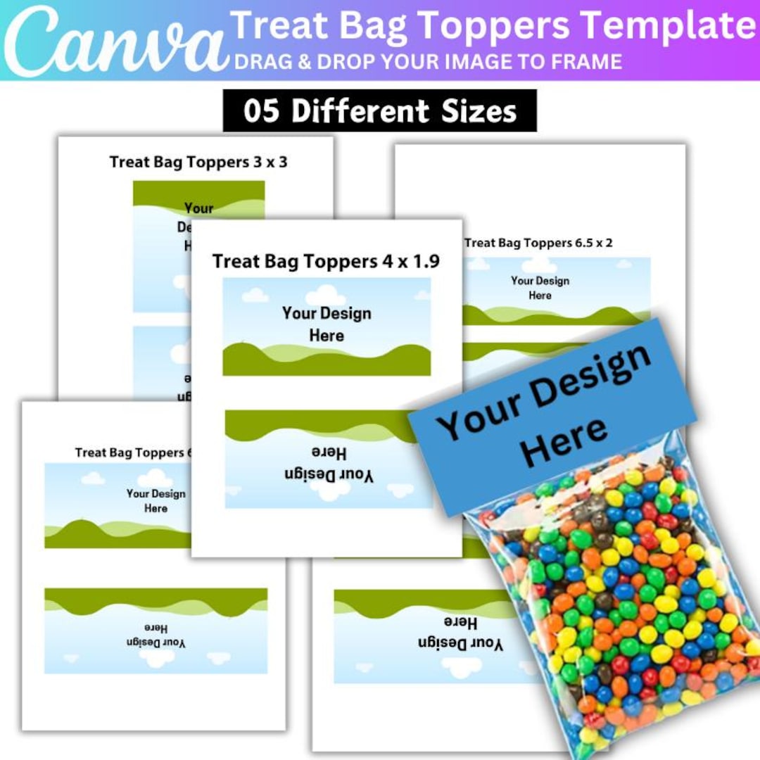 Treat Bag Toppers Canva Template Bundle, Editable Treat Bag Topper ...
