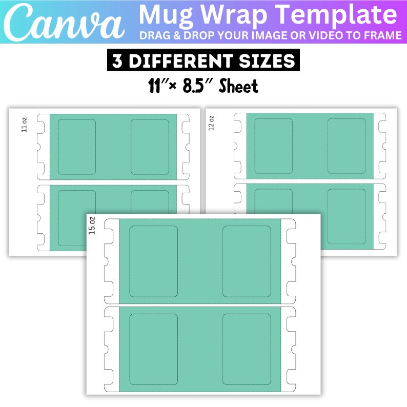 Full Wrap Mug Templates, 11oz, 12oz, 15oz Mug Template SVG PNG, Mug ...
