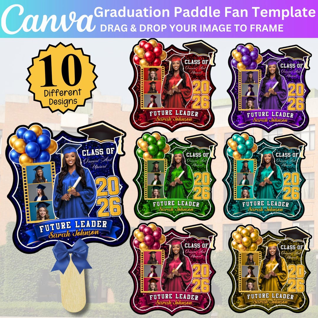 Graduation Fan Canva Editable Template, Custom Graduation Paddle Fan ...