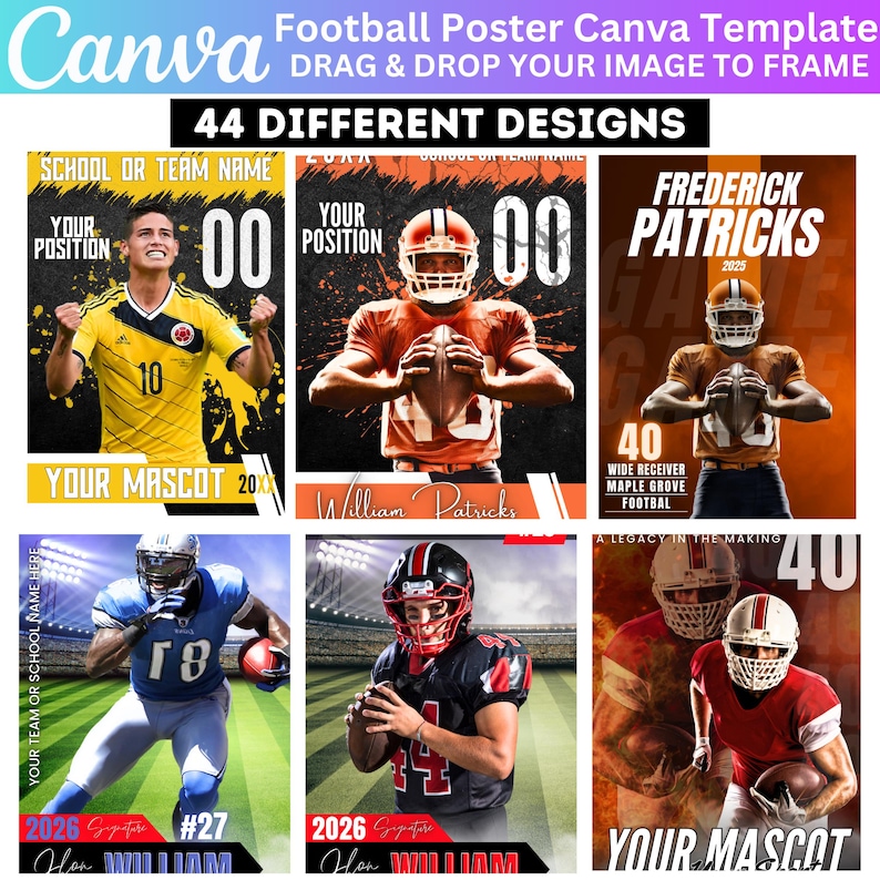 44 Football Poster Canva Editable Template, Poster Senior Night Banners ...