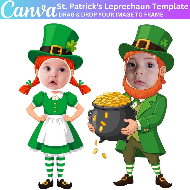 St Patrick’s Day Leprechaun Add Face Bundle, Funny St Paddy Cutouts ...