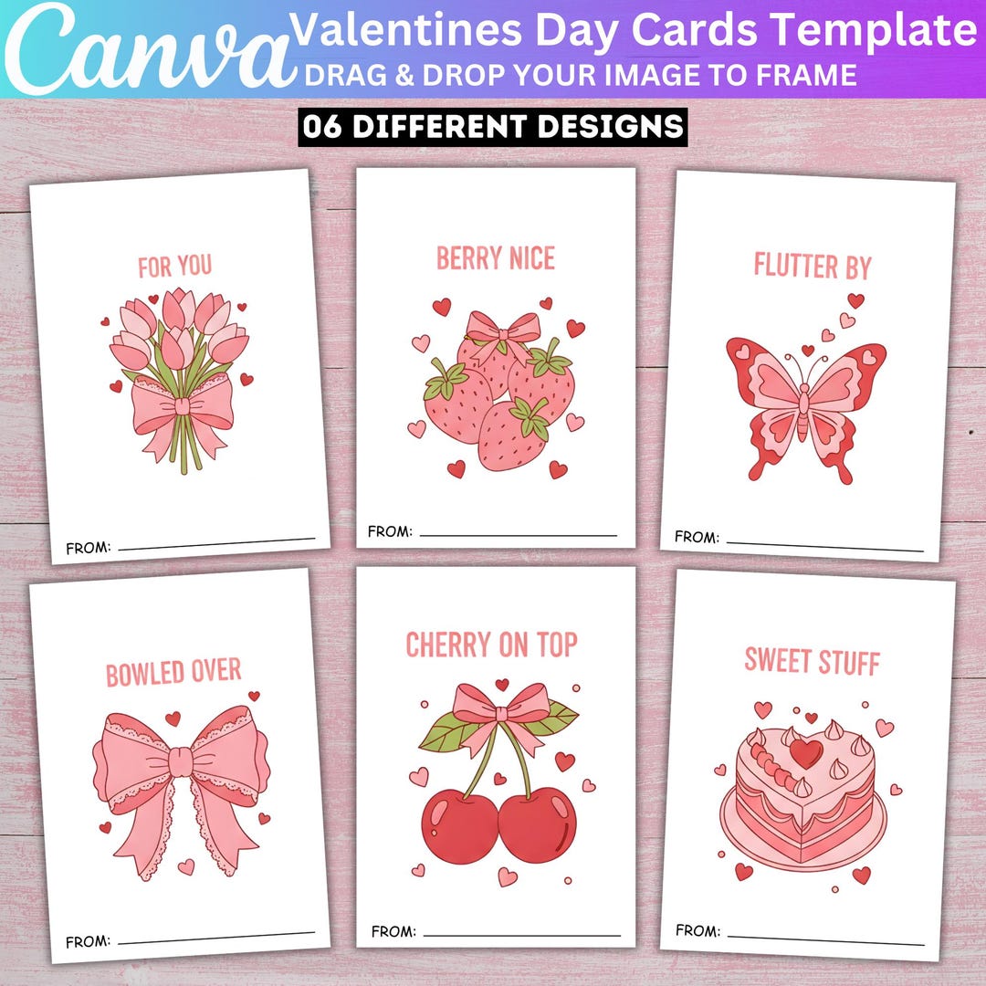 Coquette Valentine's Day Cards, Printable Classroom Valentines for ...