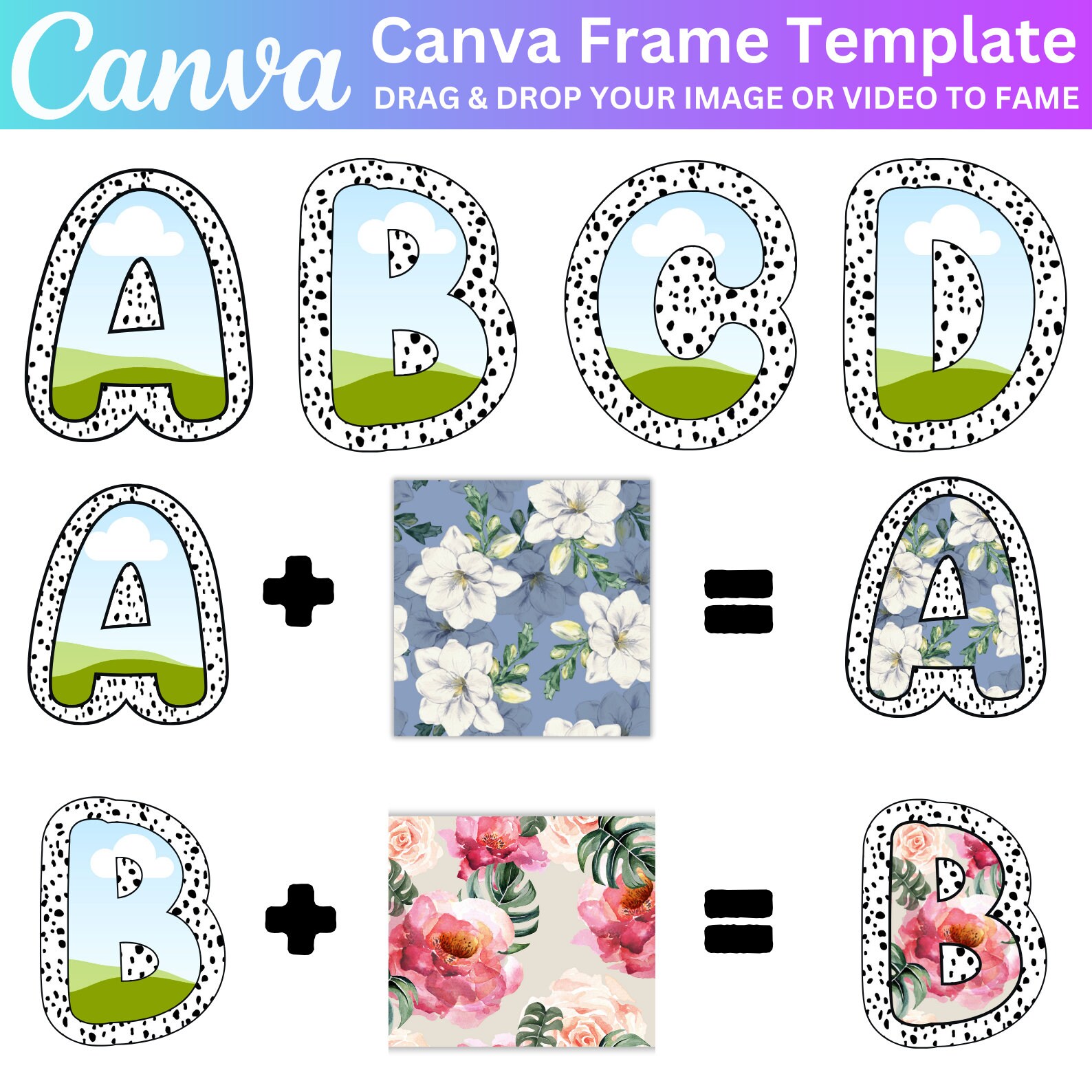 Canva Editable Alphabets, Letters Canva Template, Canva Frames, A-Z ...