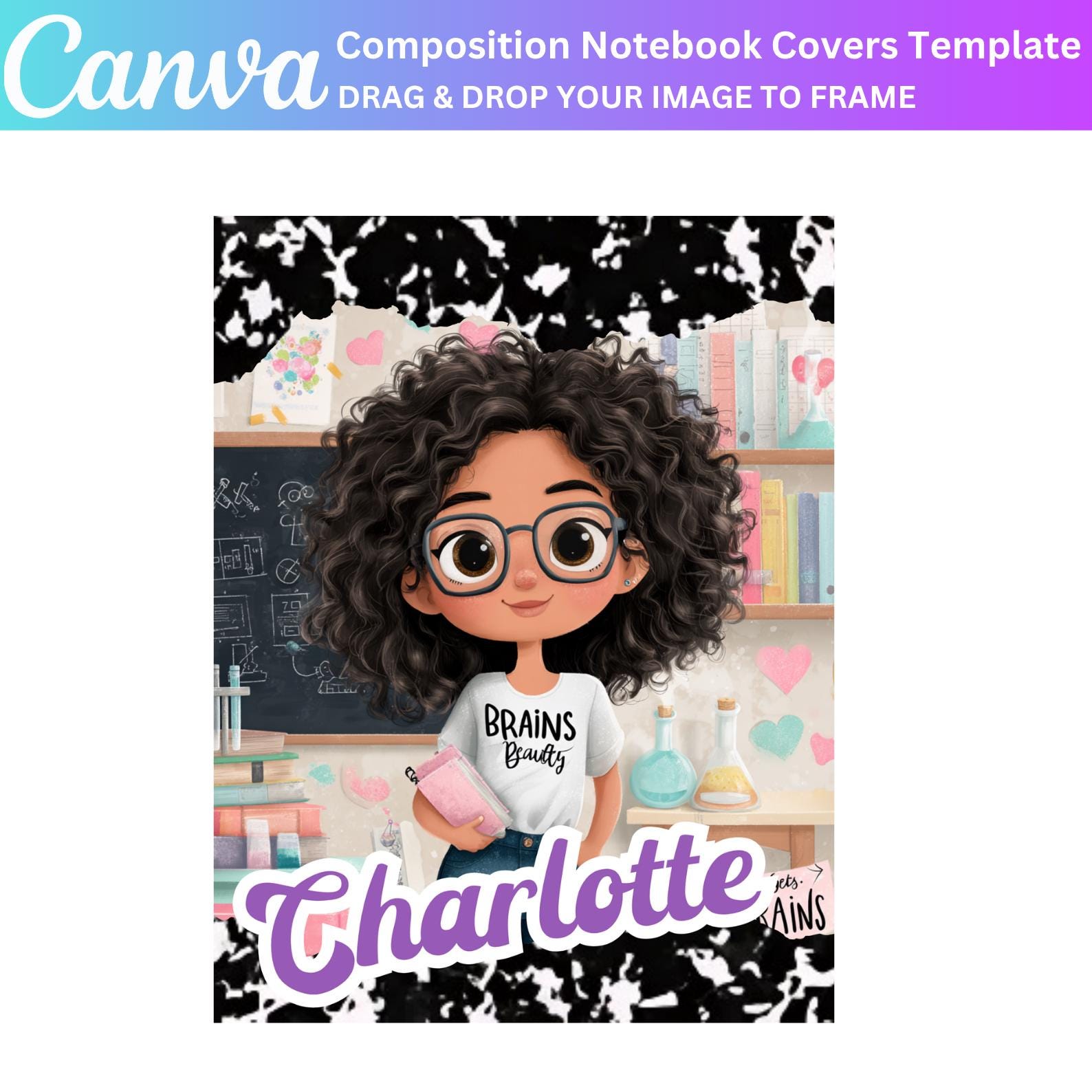 06 Composition Book Cover Canva Editable Designs, Composition Notebook ...
