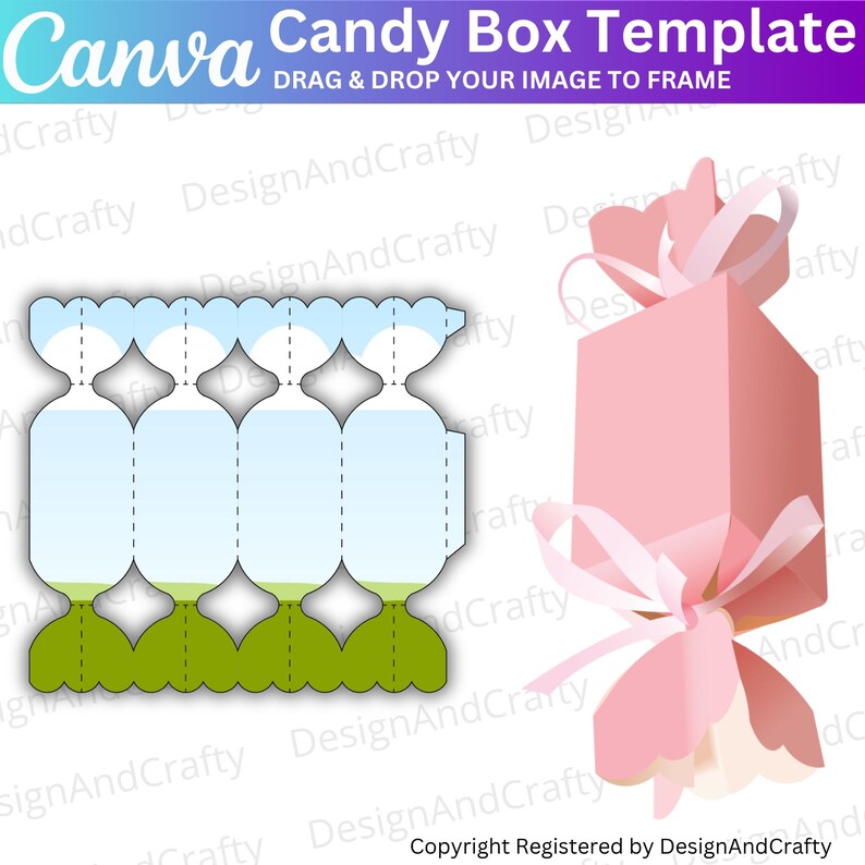 Candy Box Canva Template, Candy Shaped Box Canva Frame, Cracker ...