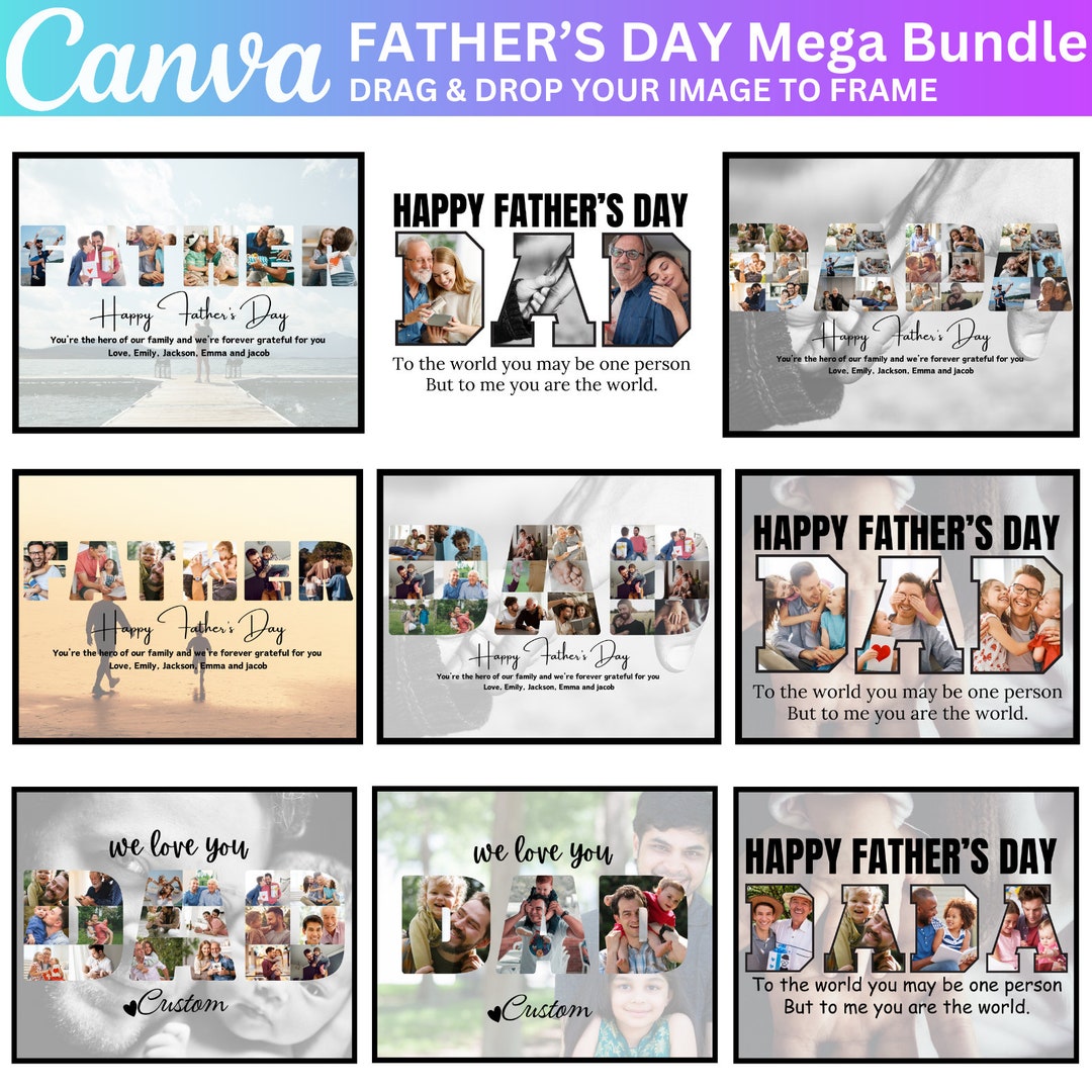 Viral Daddy Canva Editable Template Mega Bundle, Papa Photo Collage ...