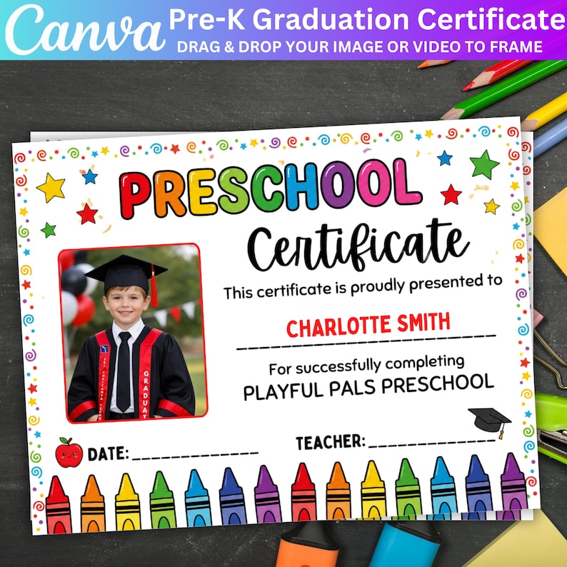 Editable Pre-k Certificate Template, Preschool Certificate of ...