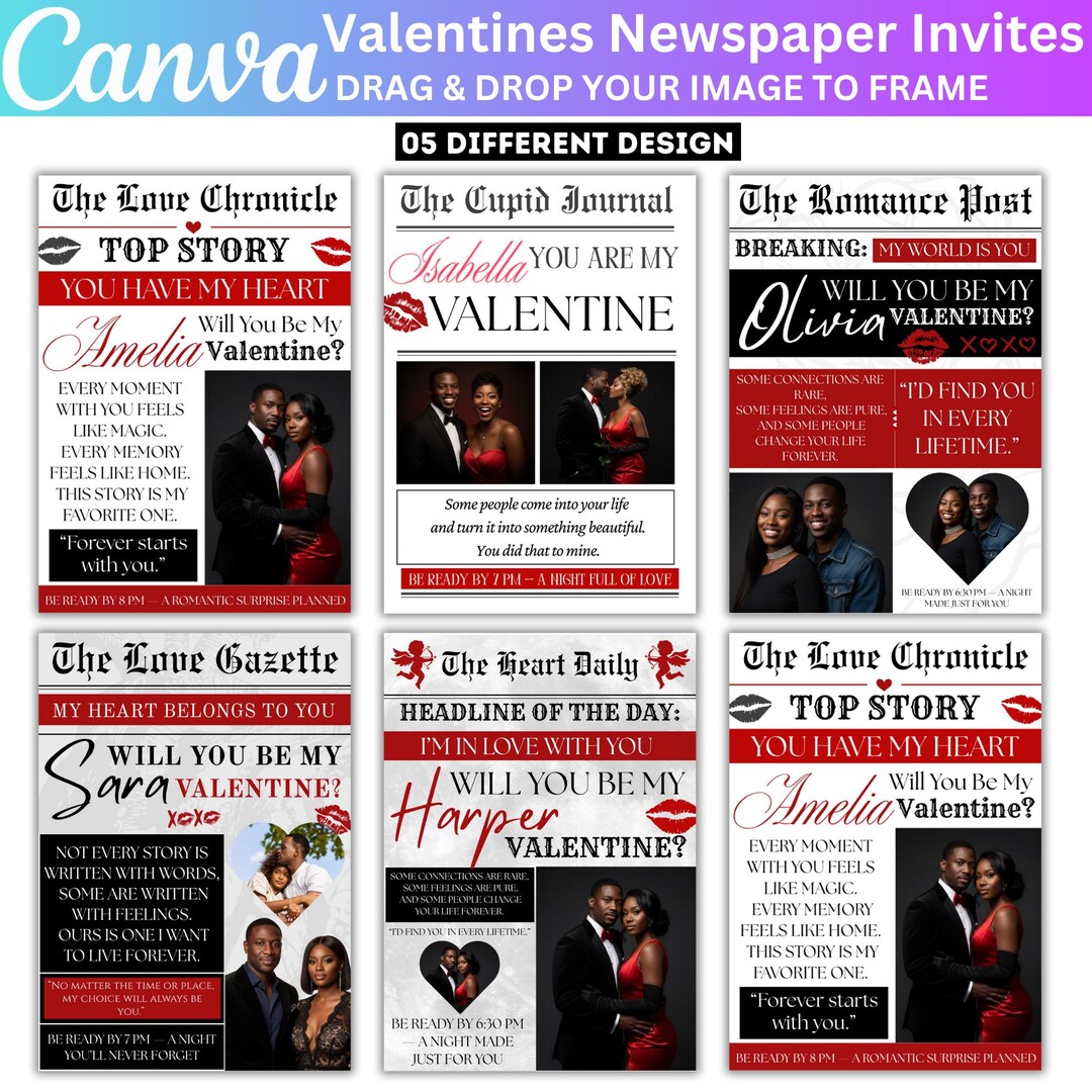 05 Valentine’s Cupid Post Newspaper Template, Will You Be My Valentine ...