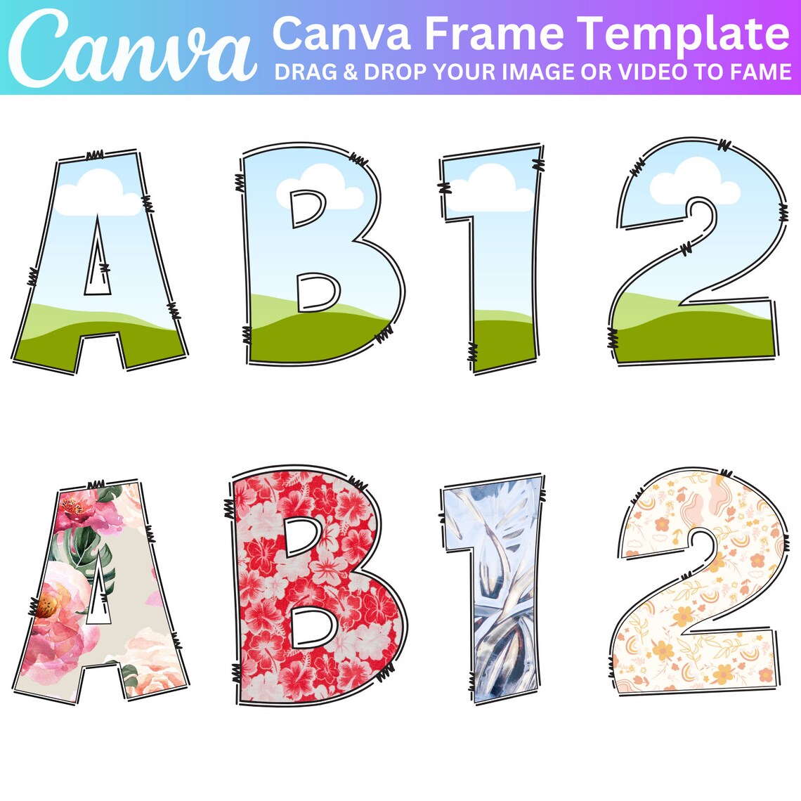 Canva Doodle Alphabet Frame Template, Customizable Doodle Canva ...
