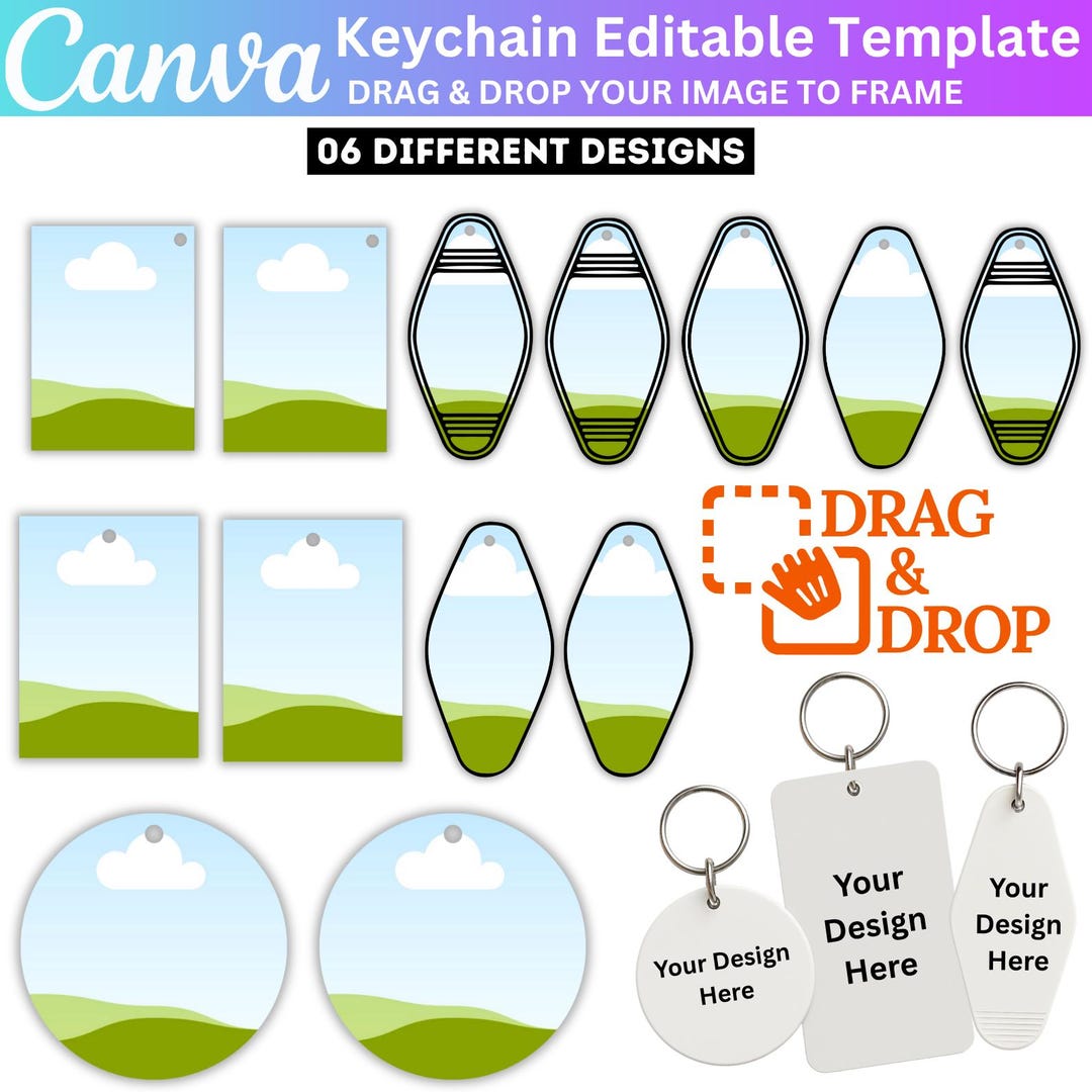 06 Keychain Canva Editable Template, Rectangle Keychain Sublimation ...