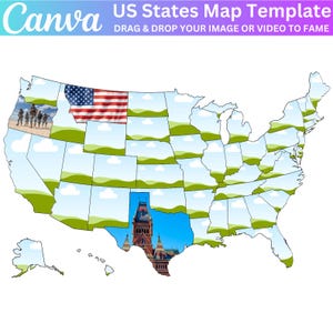 Fill Your Own 50 States of America on Canva, United States Map Canva ...