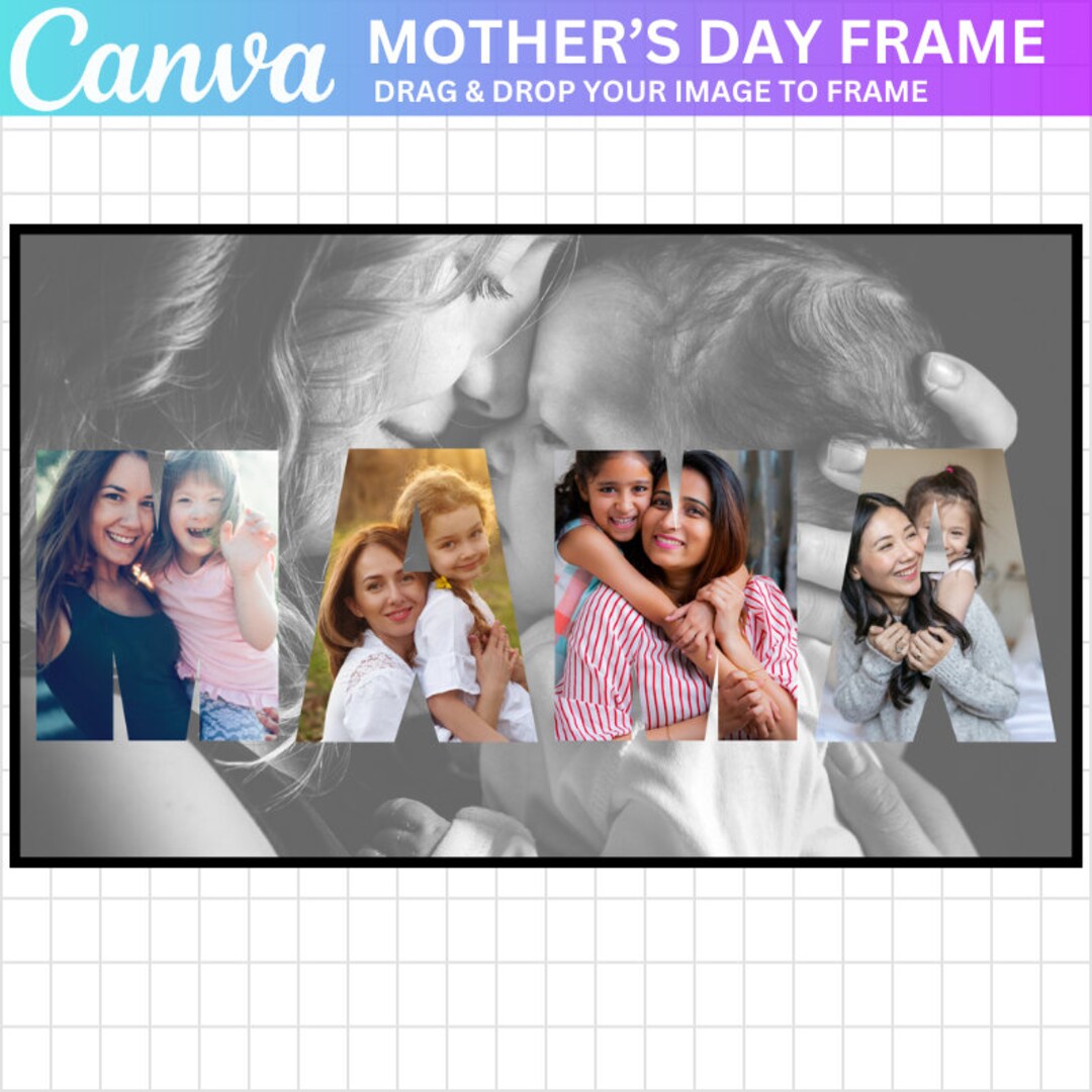 Mama Photo Collage, Mommy Canva Frame Template, Mother Day Gift, Mom ...