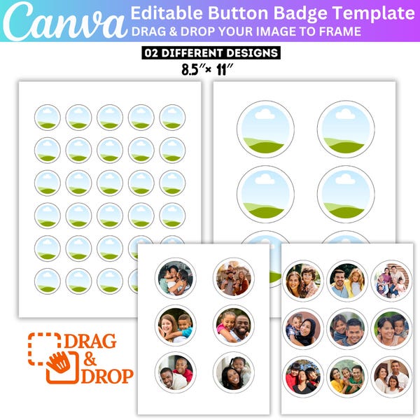 58 Mm Badge Template - Etsy