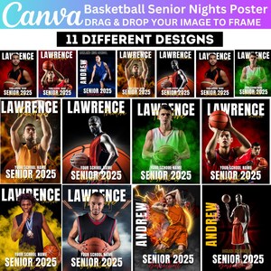 Basketball Senior Night Poster Canva Editable Template, Basketball ...