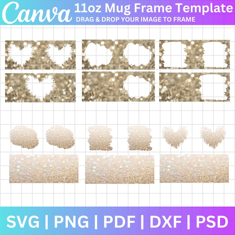 Photo Mug Canva Frame Bundle, 8 Set 11 Oz Mug Wrap With Photo Svg Png ...