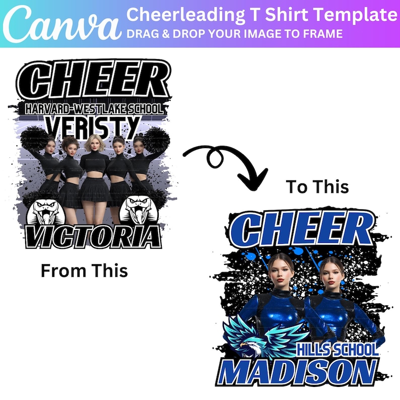 10 Cheer Canva Editable Template, Cheerleader Bootleg T Shirt Designs ...