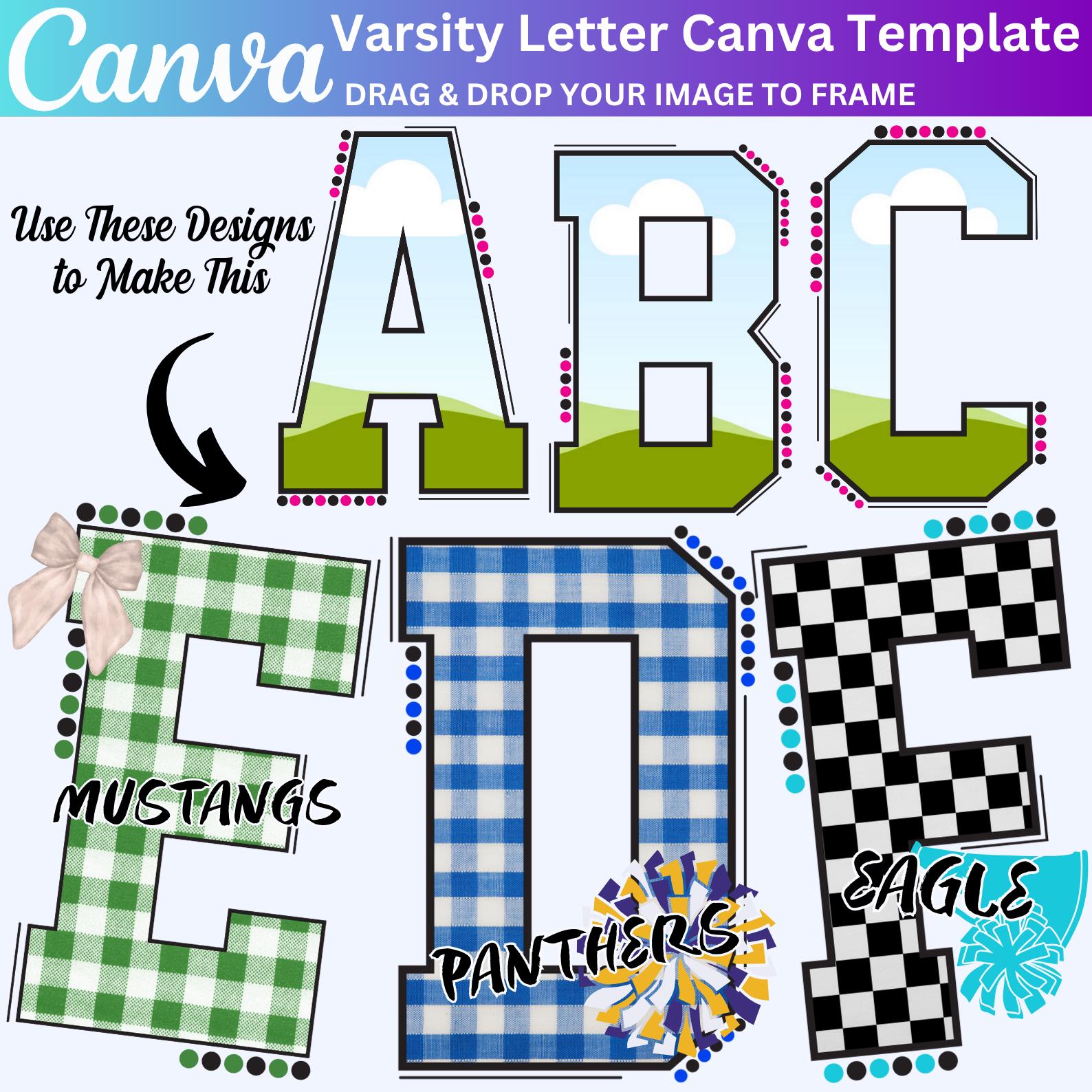 Canva Editable Sports Alphabet Template, Varsity Letter Canva Frames ...