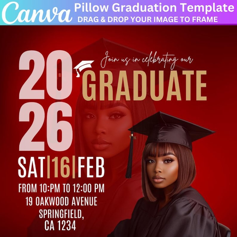 50+ Graduation Canva Editable Pillow Templates, Grad Pillow Class of ...