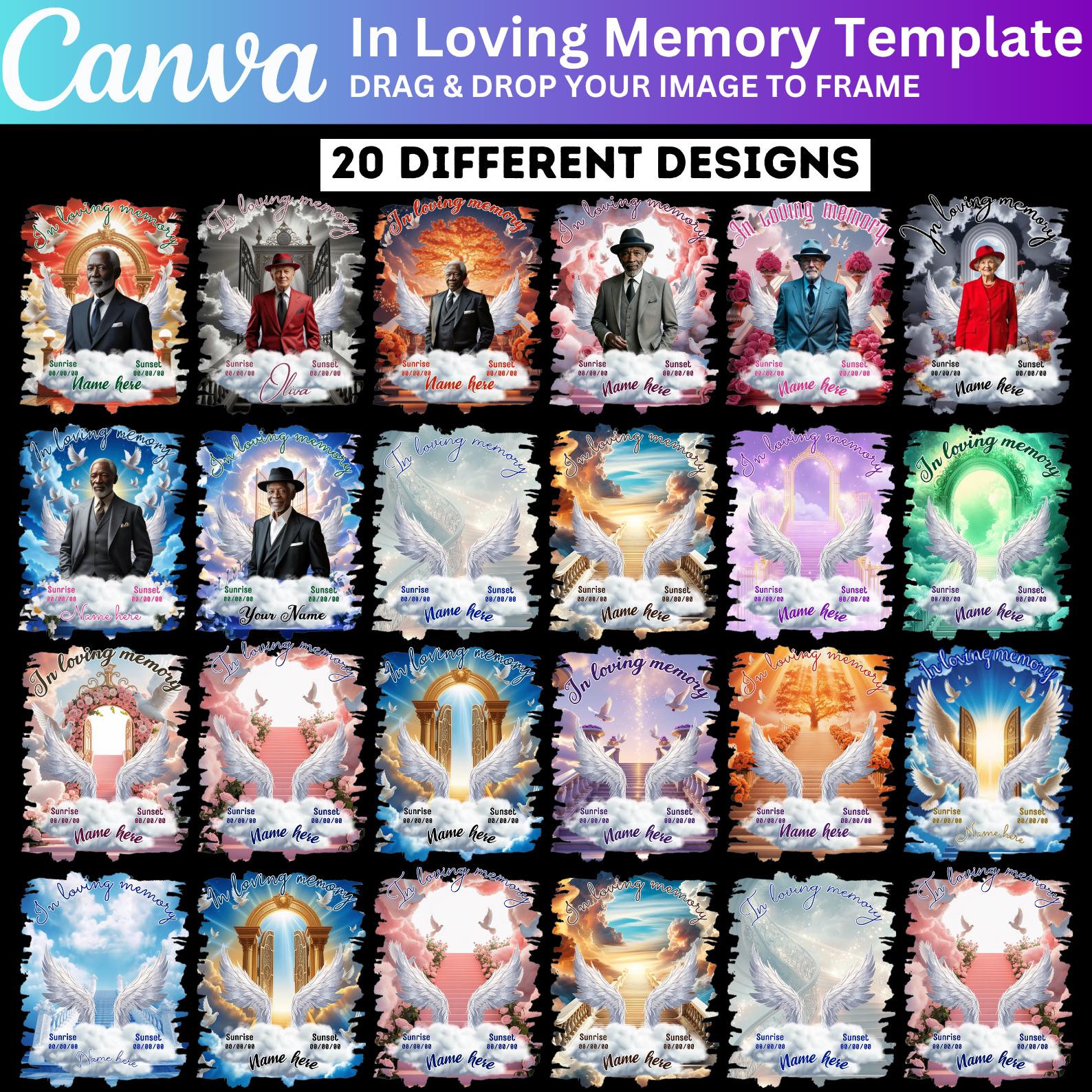 20 in Loving Memory Editable Canva Template Bundle, Memorial T Shirt ...