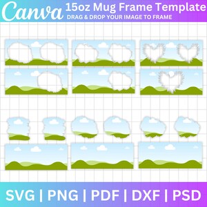 Photo Mug Canva Frame Bundle, 8 Set 15 Oz Mug Wrap With Photo Svg Png ...