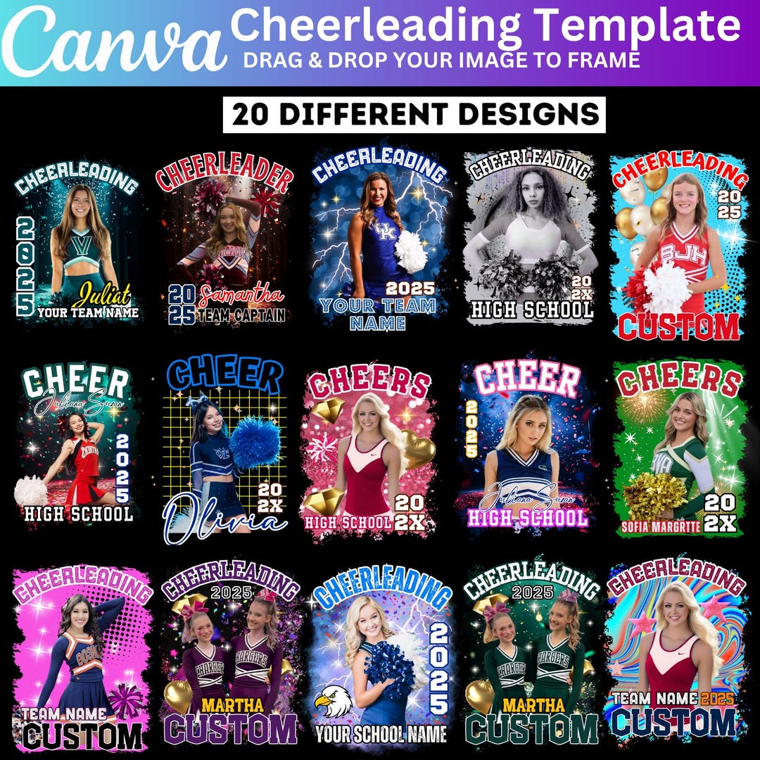 Cheerleading Canva Editable Template, Cheerleader Bootleg Designs ...