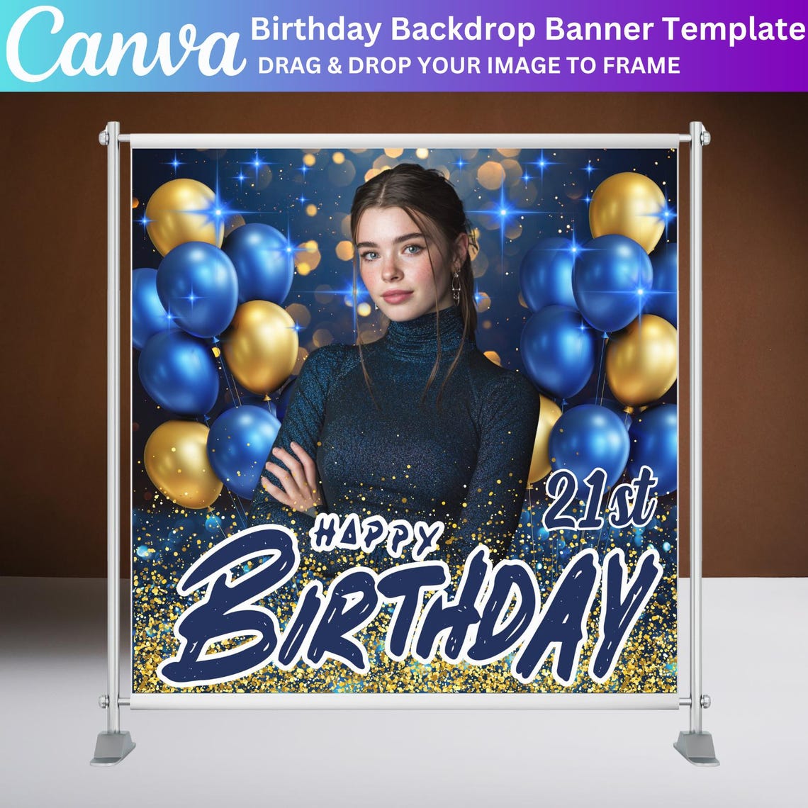05 Editable Birthday Backdrop Template, Birthday Banner Canva Template ...