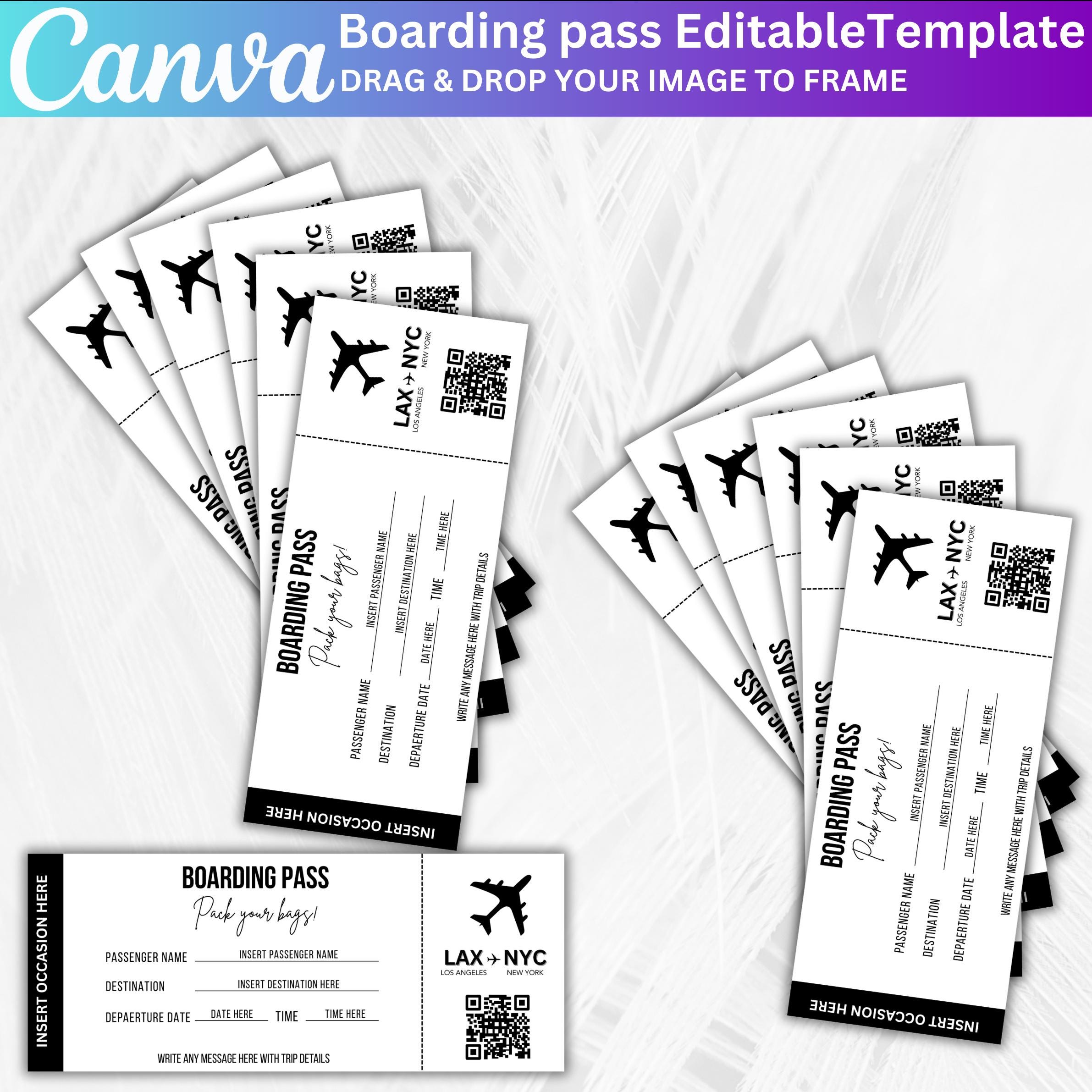 Editable Boarding Pass Template, Canva Editable Boarding Pass Surprise ...