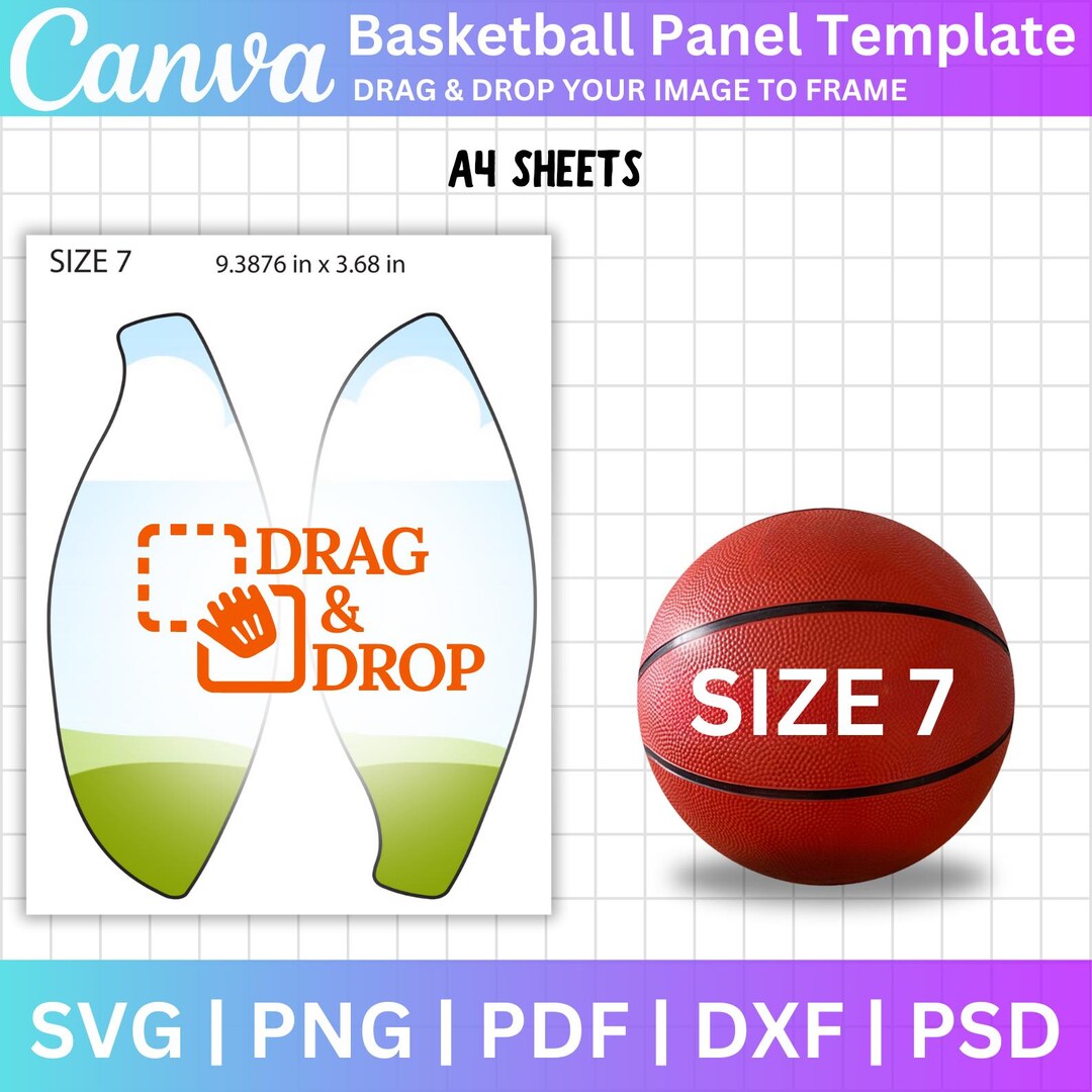 Basketball Panel Template Editable Canva Frame, Basketball Leather ...