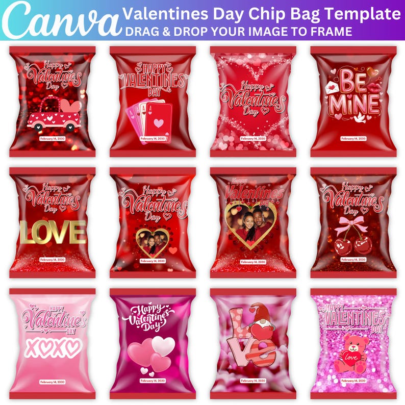 16 Valentine's Day Chip Bag Template, Chip Bag Label Template, Romantic ...