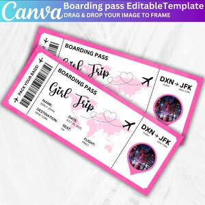 Editable Boarding Pass Template, Girl Trip Airline Ticket, Canva ...