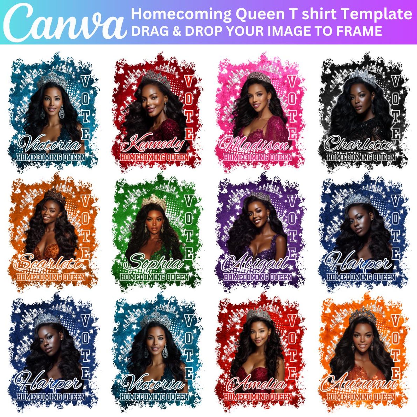 Vote Homecoming Queen Canva Designs, Homecoming T Shirt Designs, Vote ...
