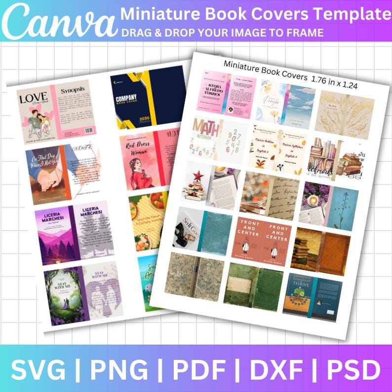 Mini Book Covers Canva Editable Template, Custom Mini Books, Books for ...