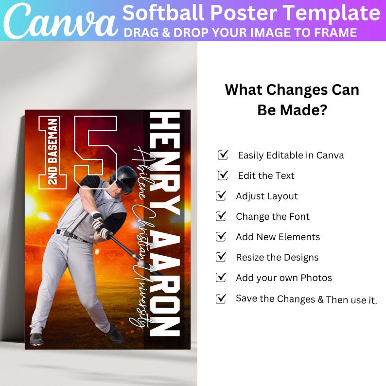 10 Softball Poster Canva Editable Bundle, Canva Softball Sports ...