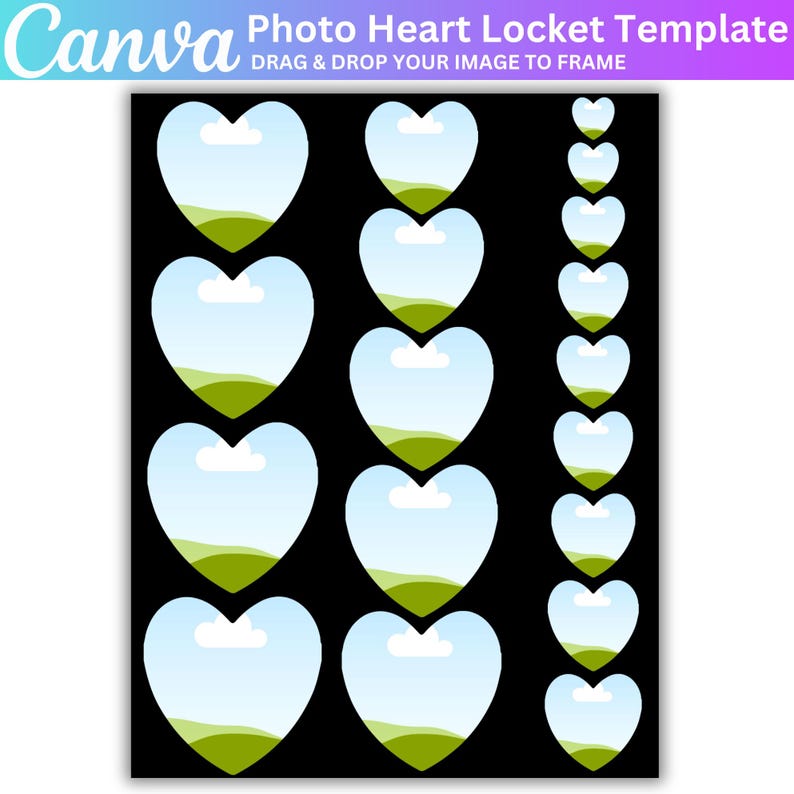 Photo Heart Locket Template, Custom Photo Heart Locket Template, Canva ...